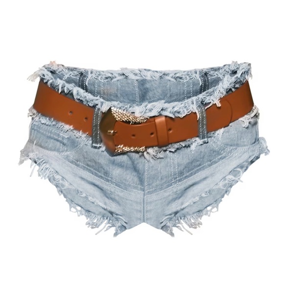 PrettyLittleThing | Shorts | Light Blue Wash Two Tone Frayed Hem Denim ...